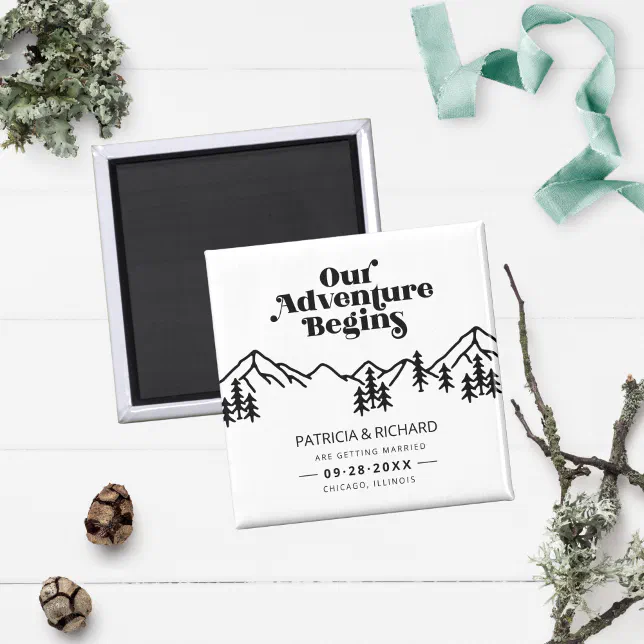 Our Adventure Begins Outdoor Wedding Save The Date Magnet | Zazzle