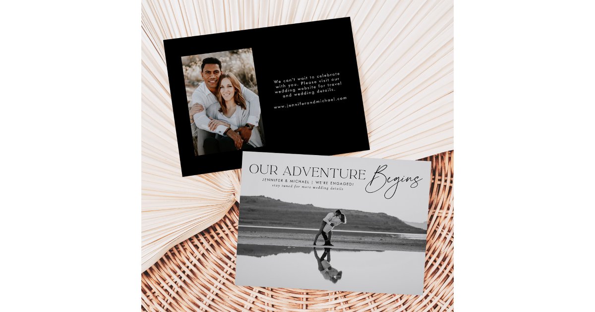 Our Adventure Begins Photo Engagement Announcement | Zazzle