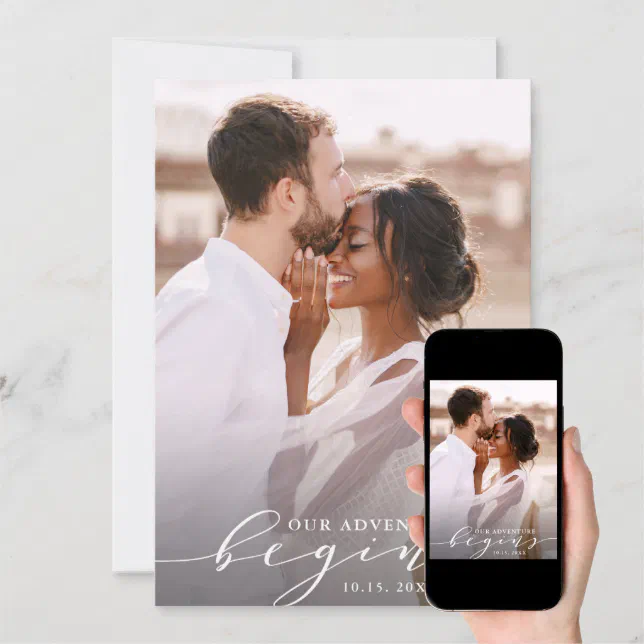 Our Adventure Begins | Wedding Photo Save The Date | Zazzle