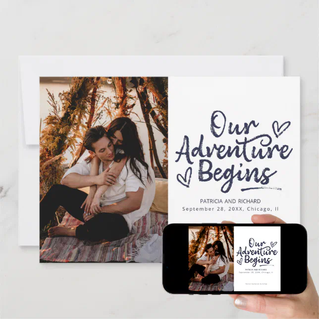 Our Adventure Begins Wedding Save The Date Photo Invitation | Zazzle