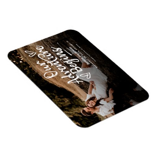 Our Adventure Begins Wedding Save The Date Photo Magnet | Zazzle