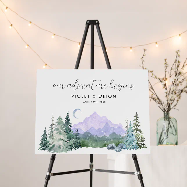Our Adventure Begins Wedding Welcome Sign | Zazzle