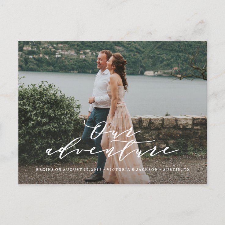 Our Adventure Save the Date Photo Postcard | Zazzle