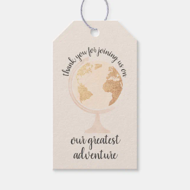 Our Adventure World Globe Map Travel Gold Wedding Gift Tags | Zazzle