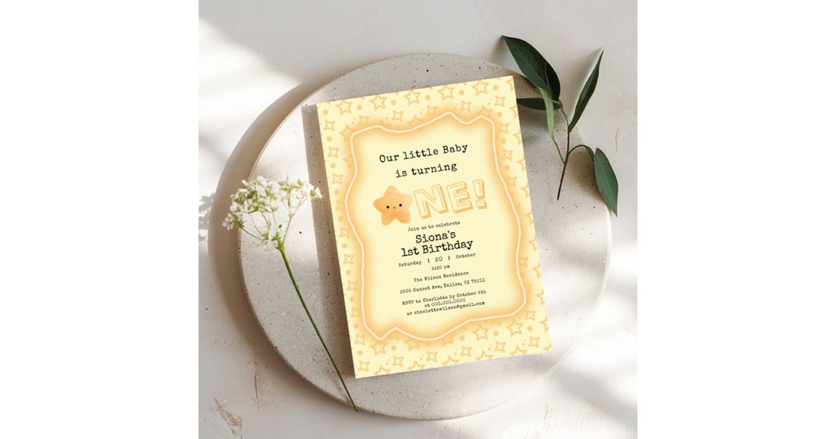 Our Baby Is Turning One Cute Star 1st Birthday Invitation | Zazzle