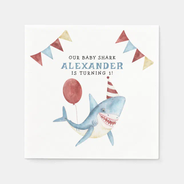 Our Baby Shark 1st Birthday Under The Sea Napkins | Zazzle