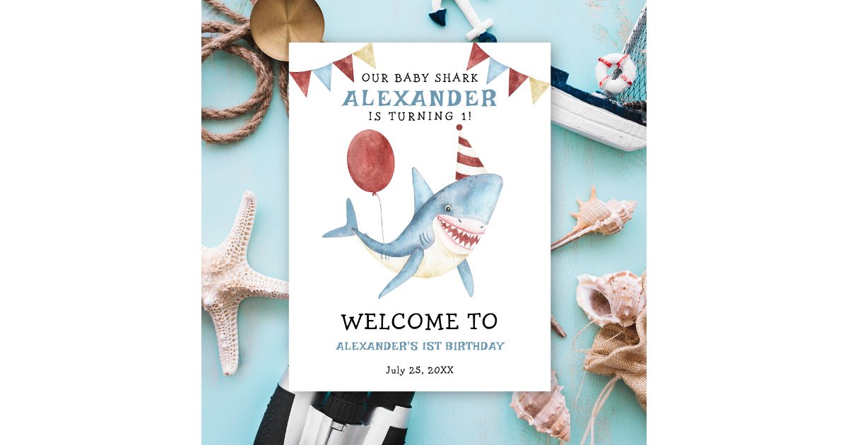 Our Baby Shark 1st Birthday Under the sea Poster | Zazzle
