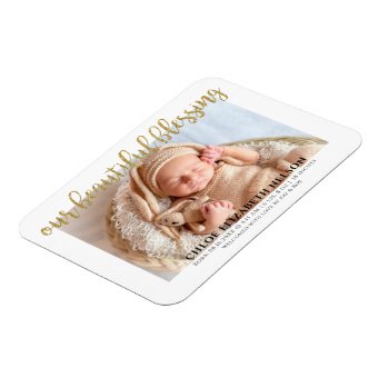 Our Beautiful Blessing Elegant Gold Glitter Baby Magnet | Zazzle