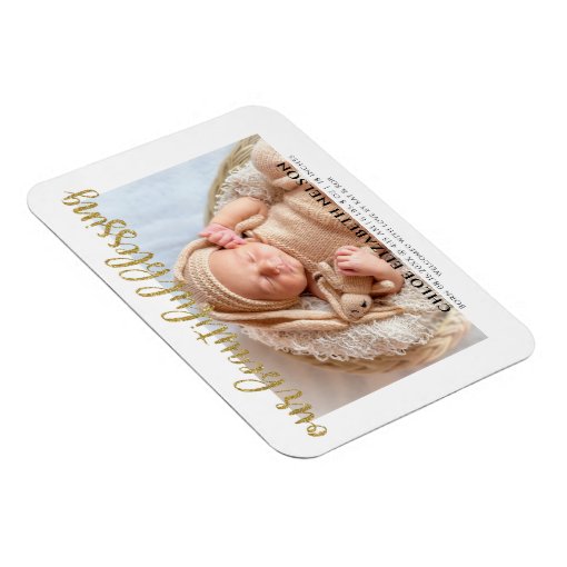 Our Beautiful Blessing Elegant Gold Glitter Baby Magnet | Zazzle