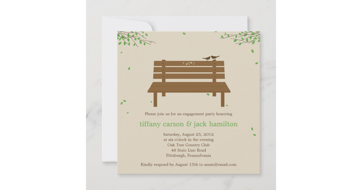Our Bench Engagement Party Invitation | Zazzle
