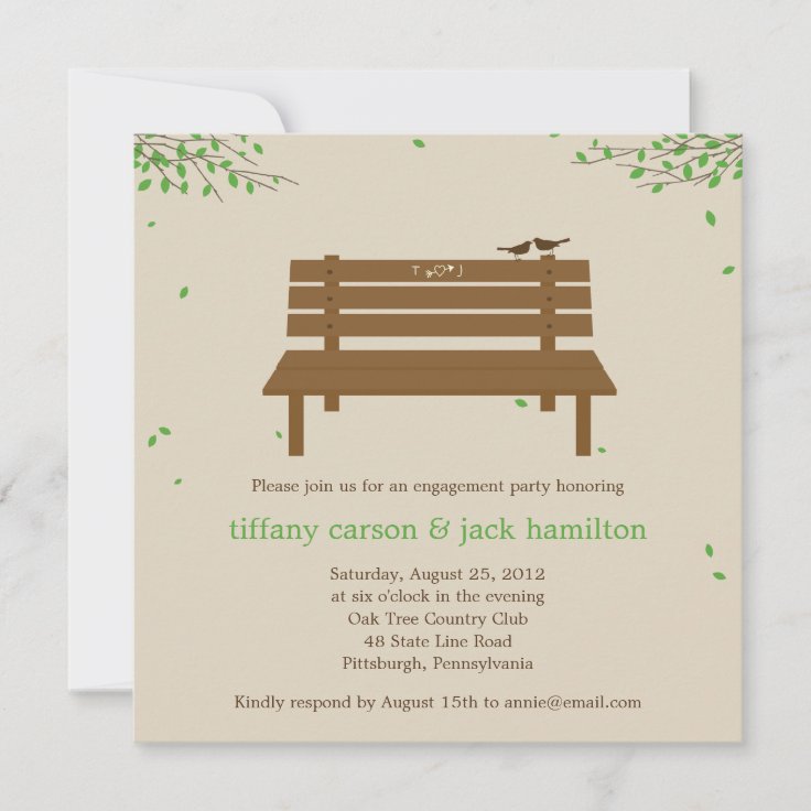 Our Bench Engagement Party Invitation | Zazzle