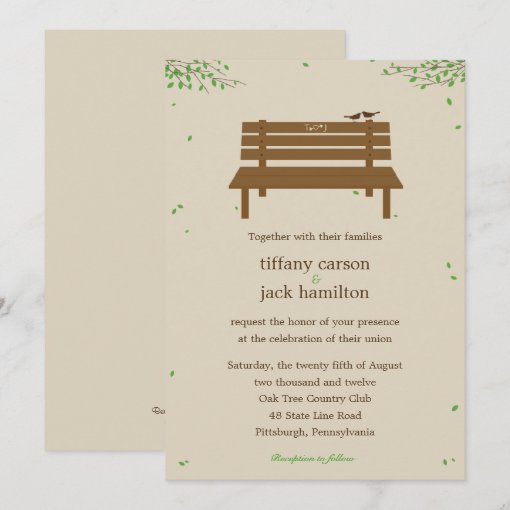 Our Bench Wedding Invitation | Zazzle