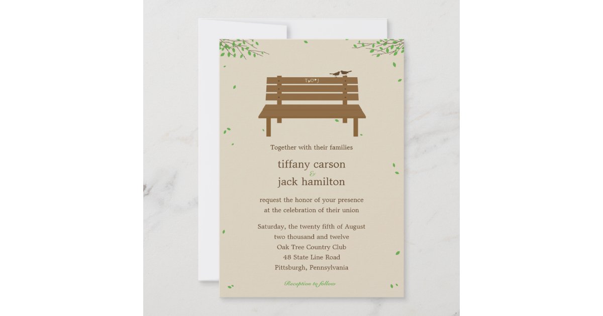 Our Bench Wedding Invitation | Zazzle