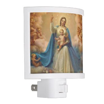 Our Blessed Mother with Jesus & Angels Night Light | Zazzle