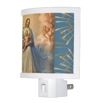 Our Blessed Mother with Jesus & Angels Night Light | Zazzle
