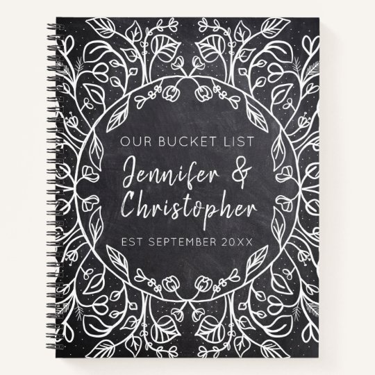 Our Bucket List Couple's Chalkboard Floral Notebook | Zazzle.com