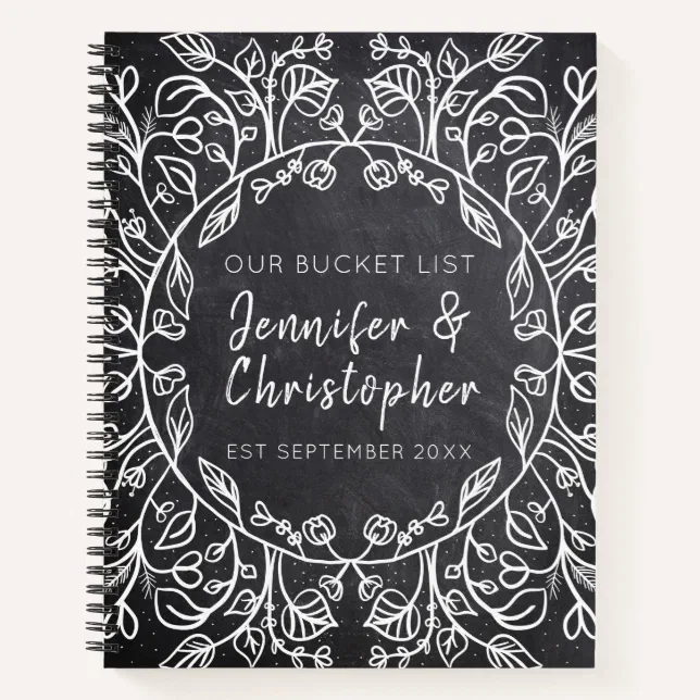Our Bucket List Couple's Chalkboard Floral Notebook | Zazzle