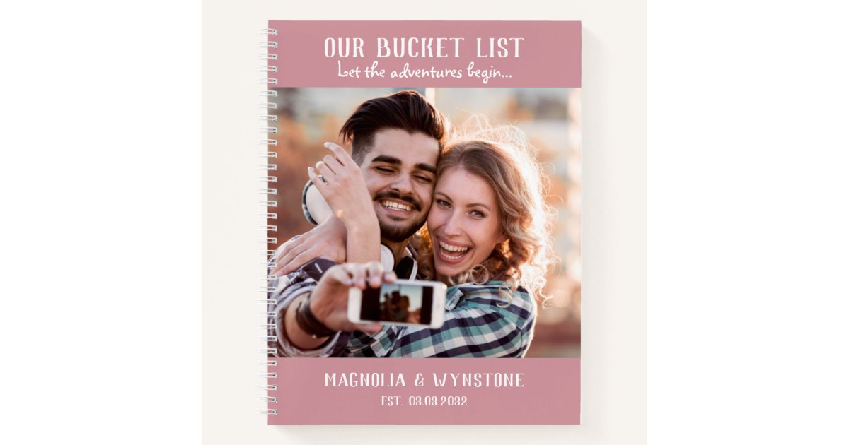 Our Bucket List | Pink Photo Scrapbook Notebook | Zazzle