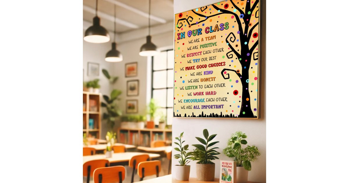 Our Class Rules Teacher Inspiring Colorful Tree Poster | Zazzle