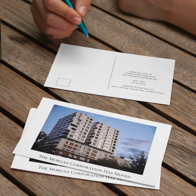 Our Company Has Moved Custom Office Building Photo Postcard | Zazzle