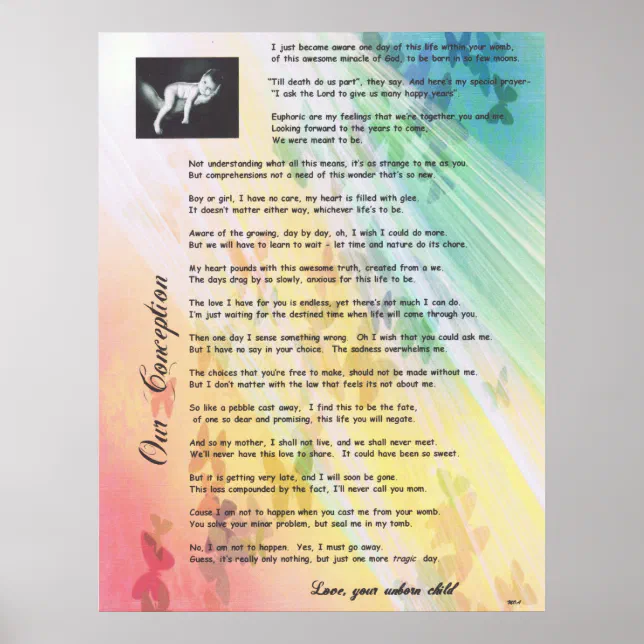 Our Conception Pro life poem Poster | Zazzle