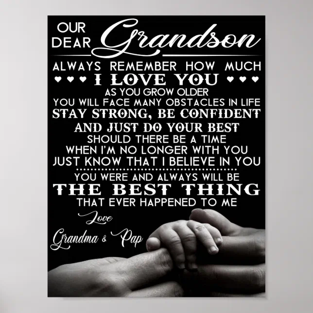 Our Dear Grandson Poster | Zazzle