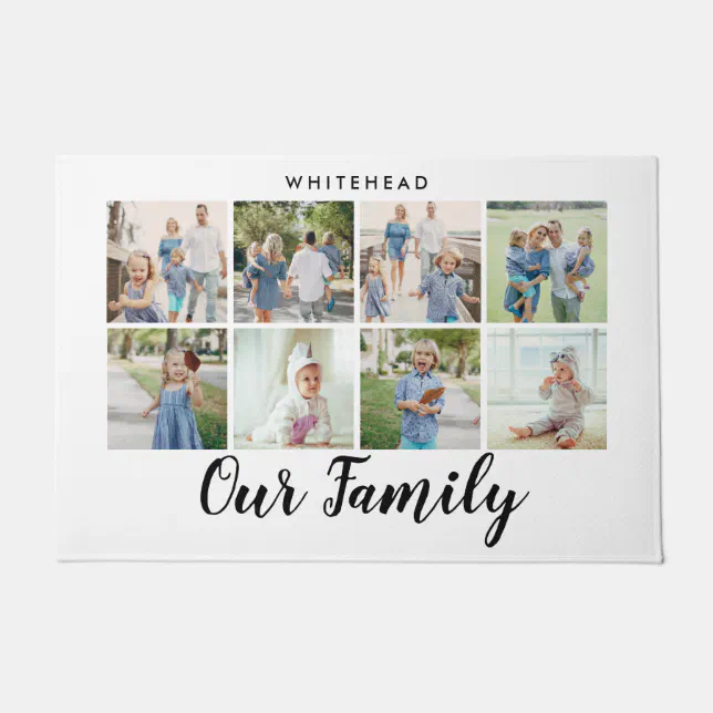 Our Family Photo Collage Modern Doormat | Zazzle