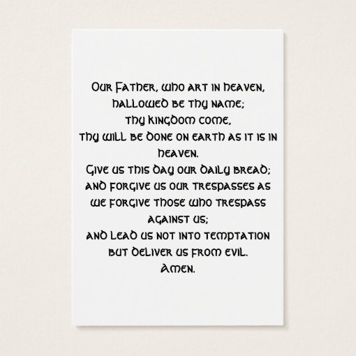 Our Father prayer cards | Zazzle
