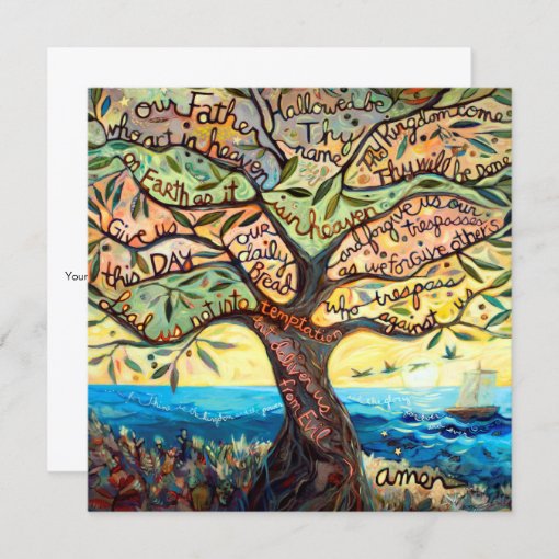 Our Father Square Card with custom prayer back | Zazzle