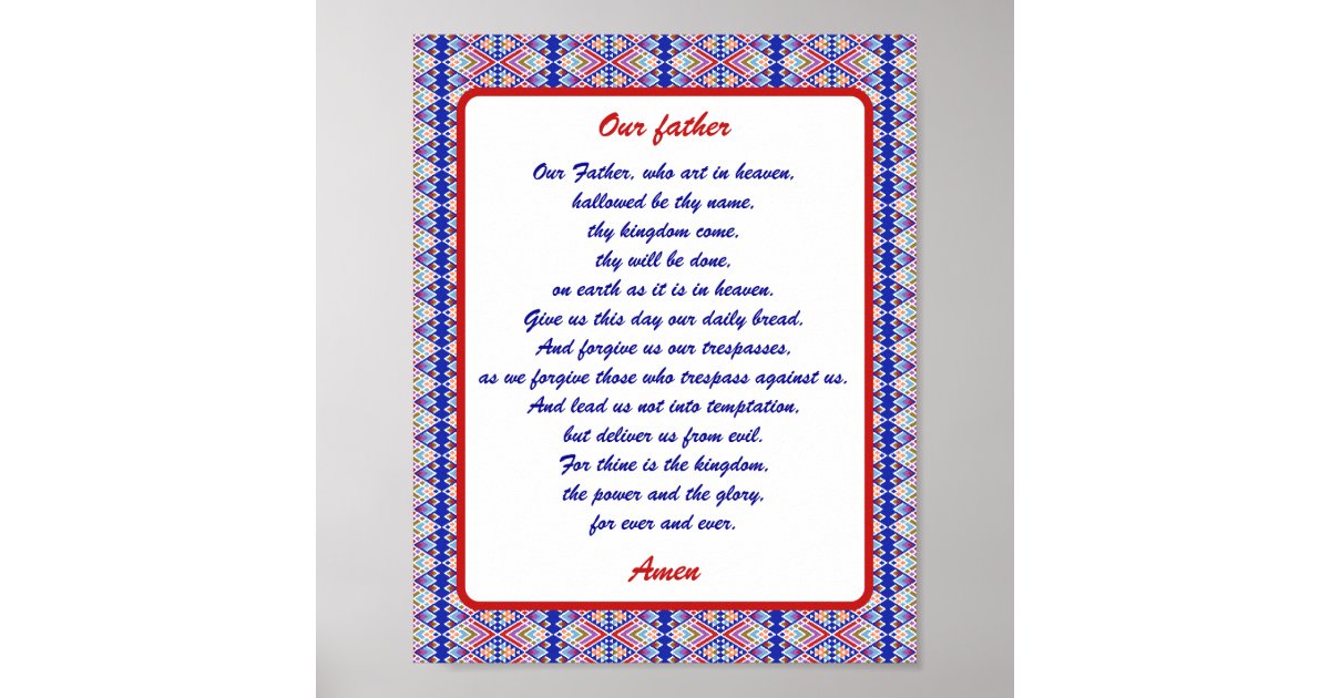 Our father, The Lord's Prayer Colorful Poster | Zazzle