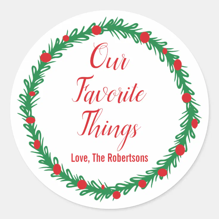 Our Favorite Things Labels, Gift Tags, Christmas Classic Round Sticker ...