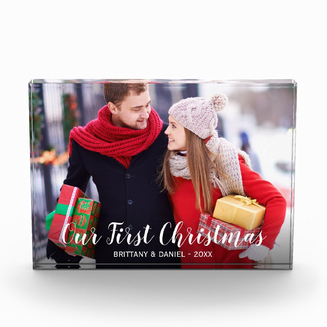 Our First Christmas Couple Photo Block W | Zazzle