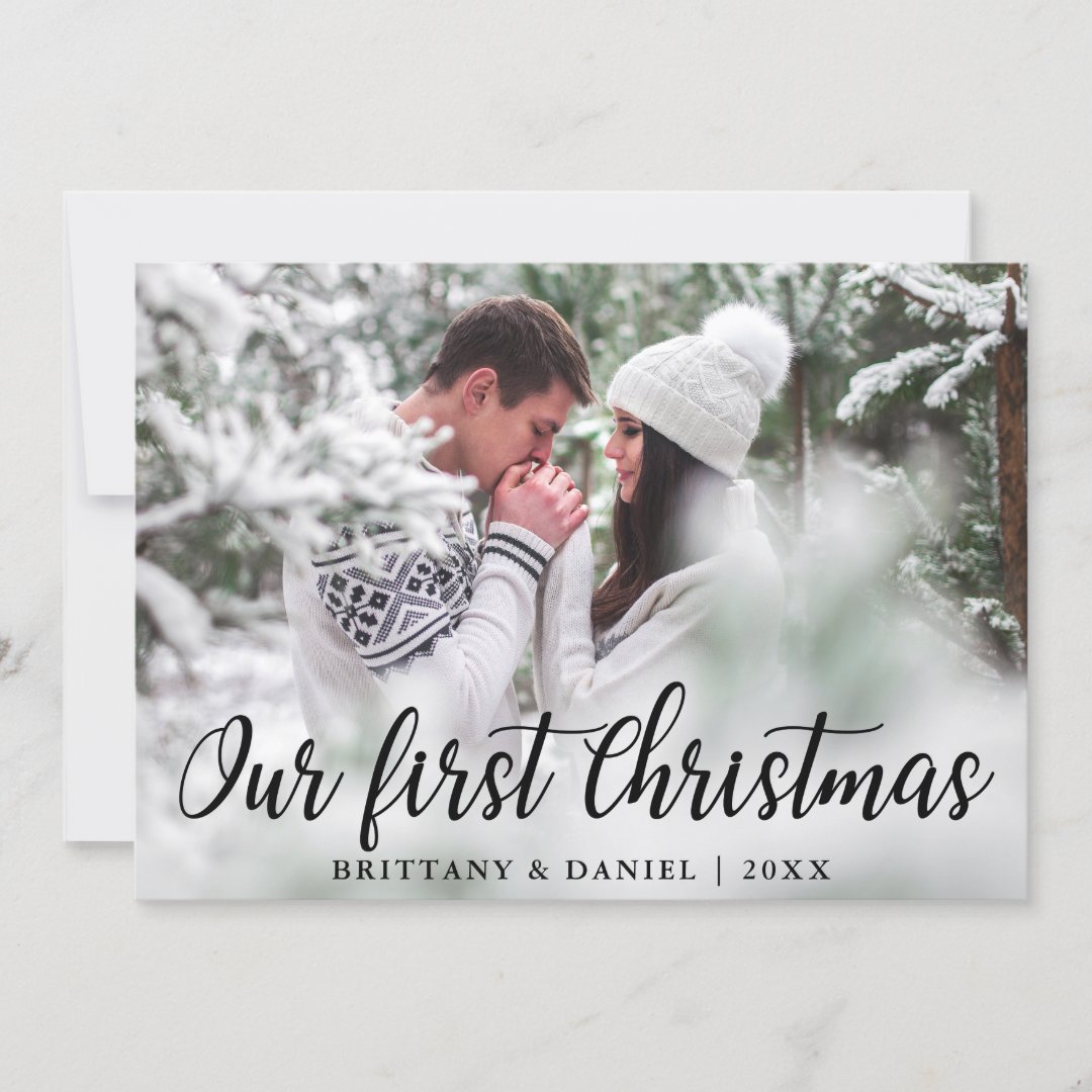 Our First Christmas Couple Photo Card | Zazzle