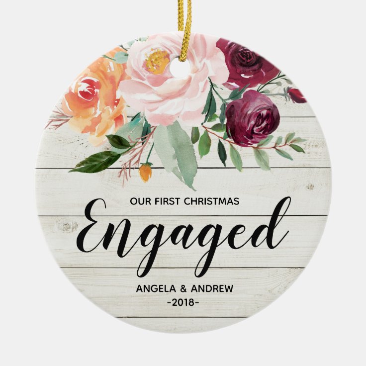 Our First Christmas Engaged Christmas Ornament | Zazzle
