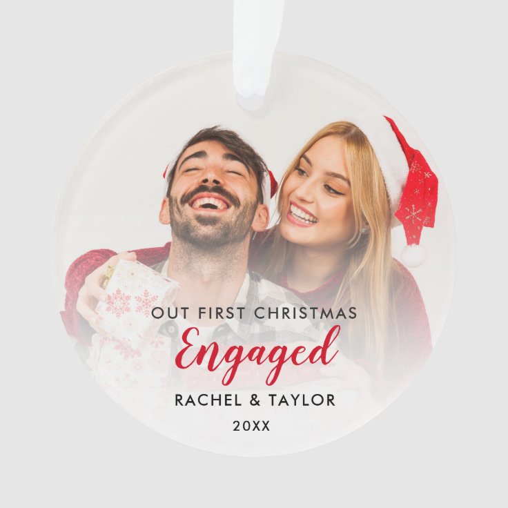 Our First Christmas Engaged Couple Ornament | Zazzle
