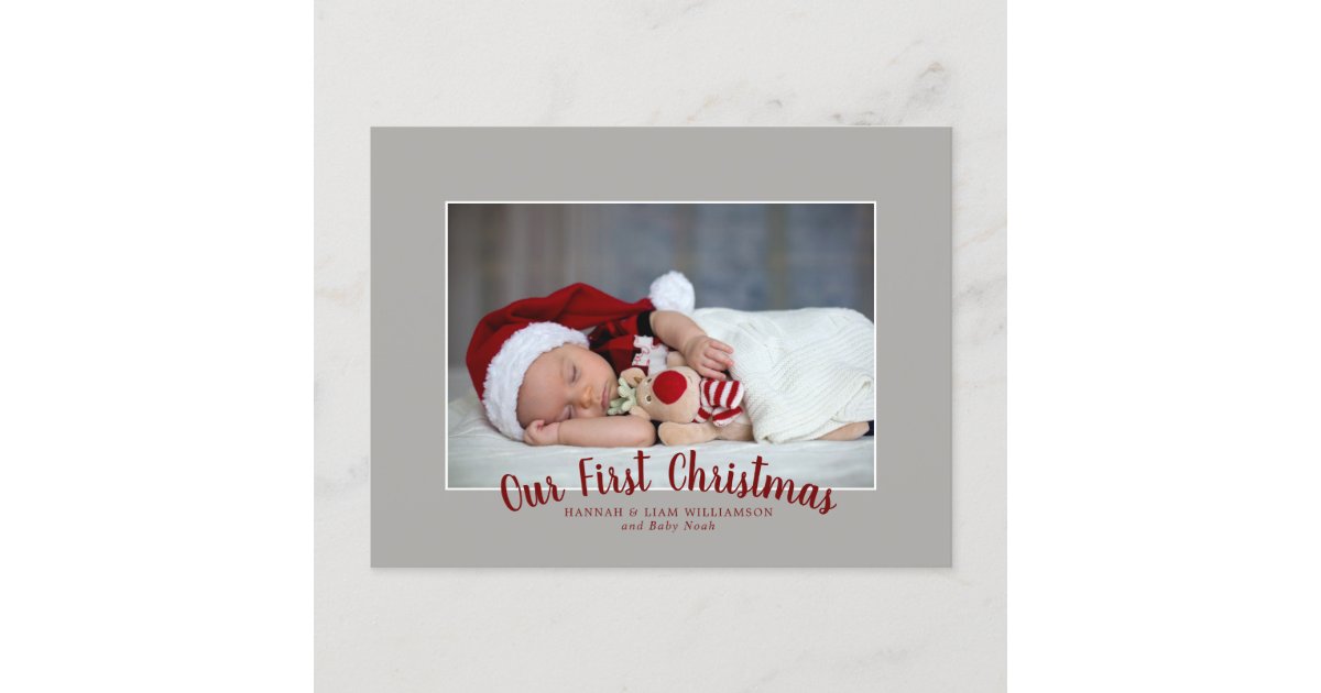 Our First Christmas Family Photo Holiday Postcard | Zazzle