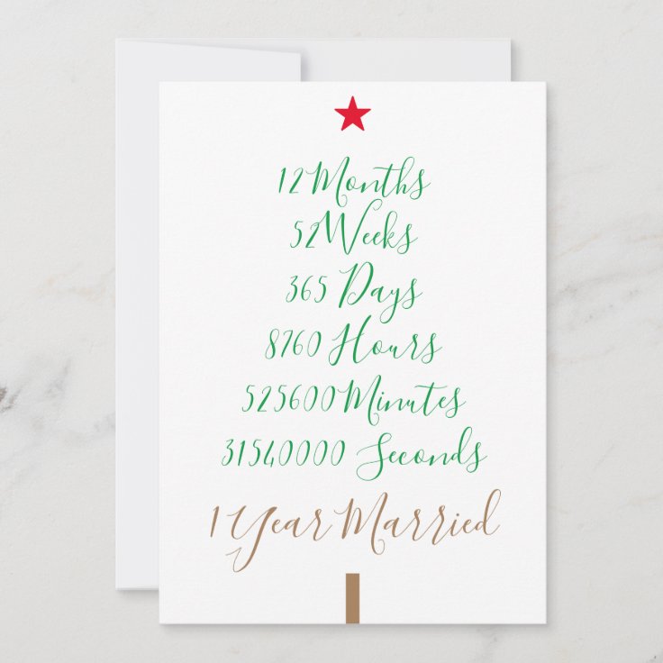 Our First Christmas Married 1 Year Wed xmas Holiday Card | Zazzle