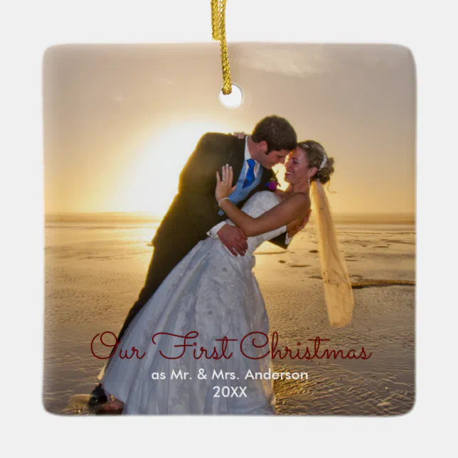 Our First Christmas Married Couple Ceramic Ornament | Zazzle