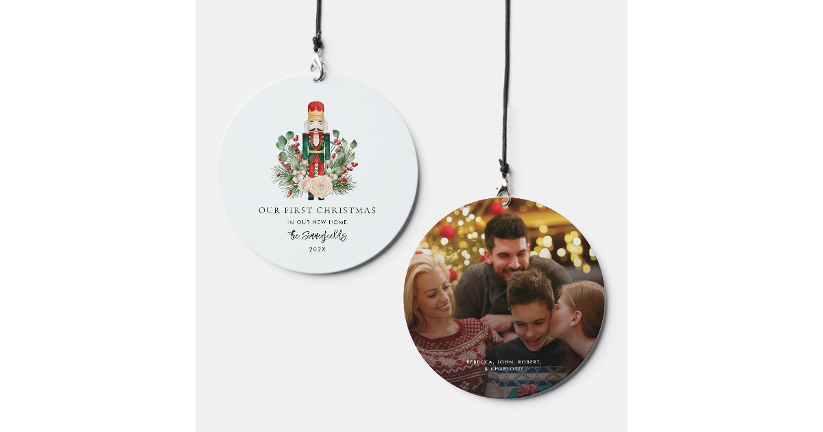 Our First Christmas Photo New Home Nutcracker Wind Chime | Zazzle