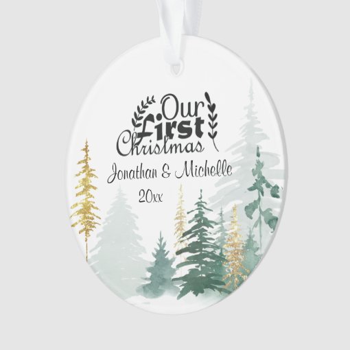 Our First Christmas Pine Trees Inspirational Ornament | Zazzle