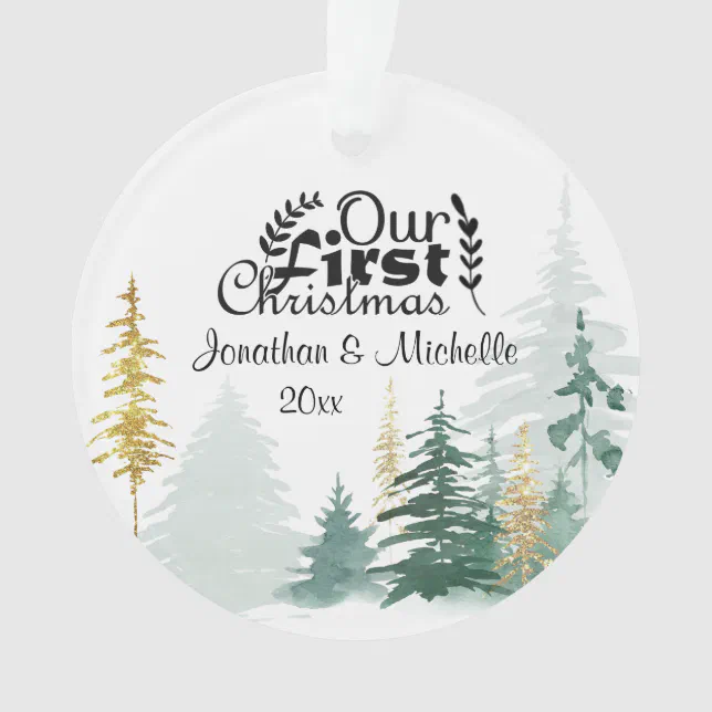 Our First Christmas Pine Trees Inspirational Ornament | Zazzle