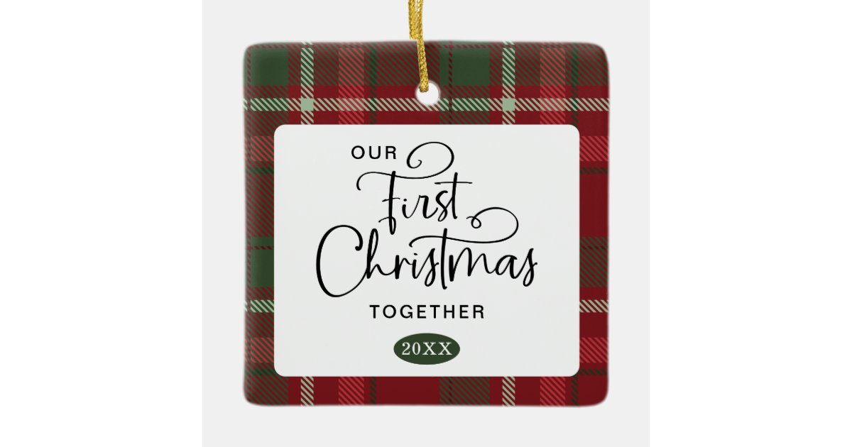 Our First Christmas Together Photo Christmas Ceramic Ornament | Zazzle