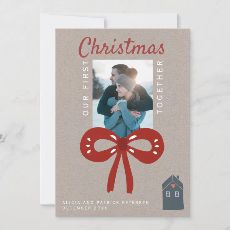 Our first Christmas together photo couple greeting Card | Zazzle