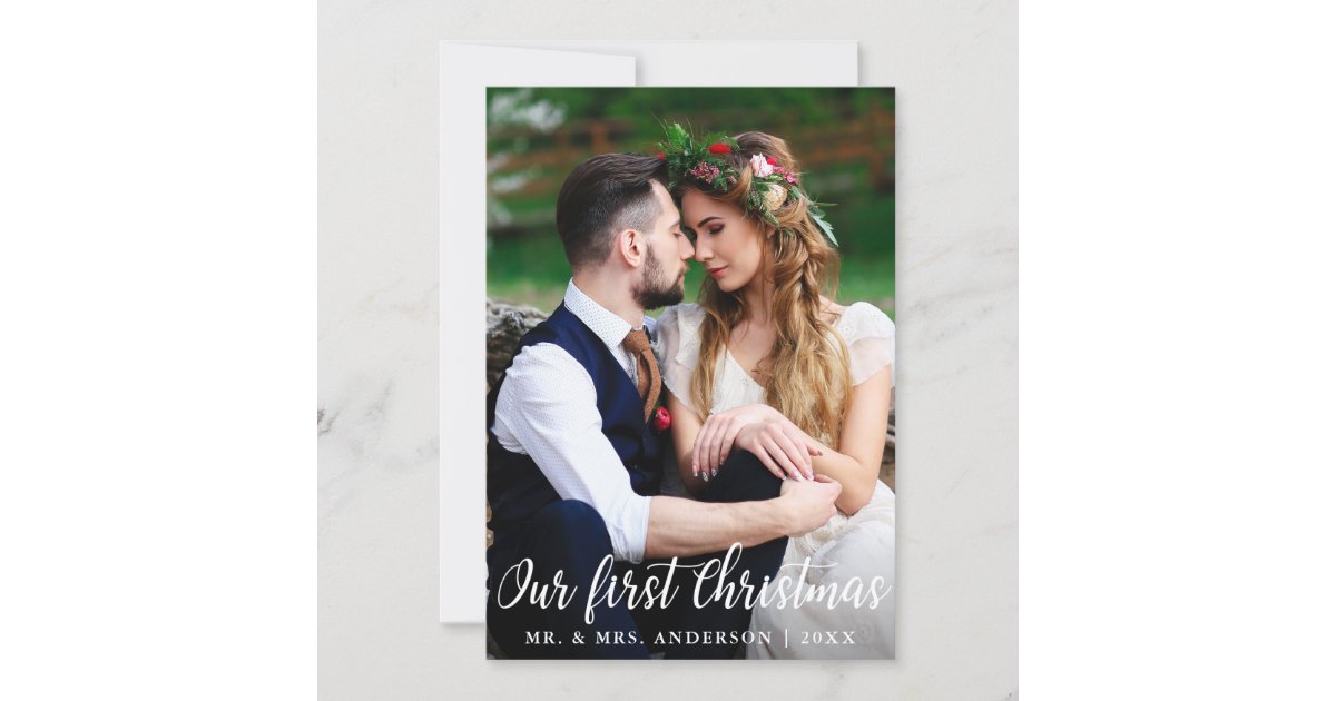Our First Christmas Wedding Couple Photo Card | Zazzle