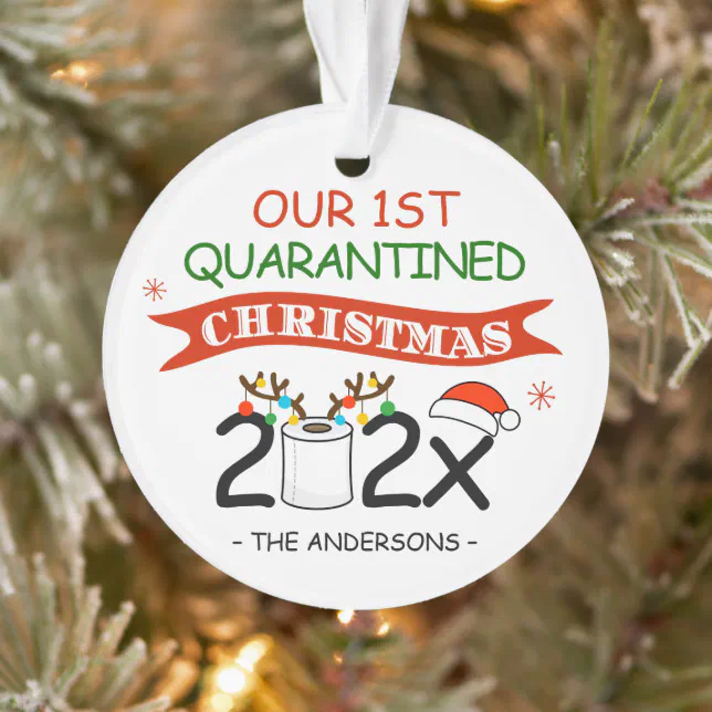 Our First Quarantined Christmas Photo Ornament | Zazzle