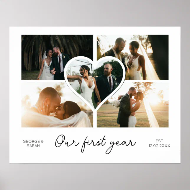 our first Year Together Wedding Anniversary 5Photo Poster | Zazzle