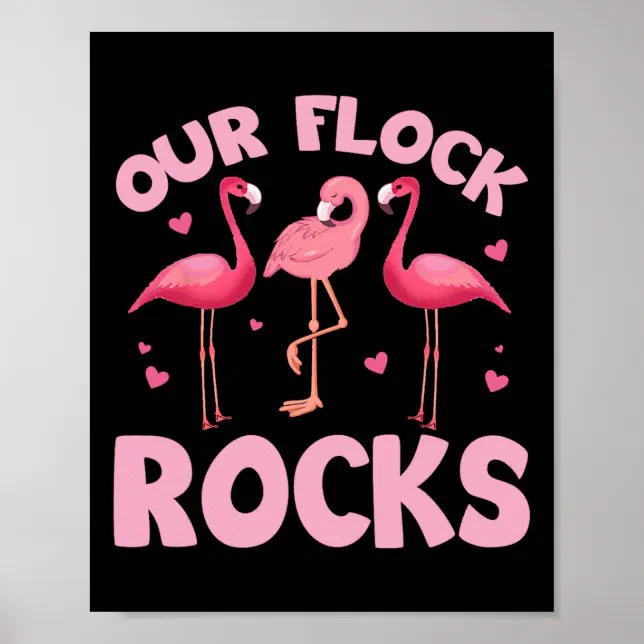 Our Flock Rocks Family Flamingo Matching Summer Va Poster | Zazzle