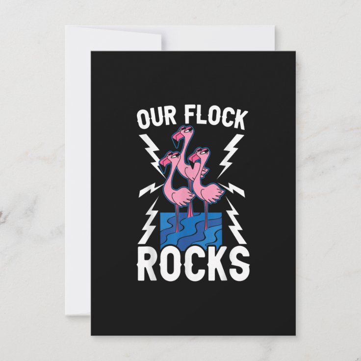Our Flock Rocks Flamingo Whisperer Pink Feather Bi Invitation | Zazzle
