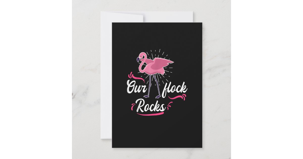Our flock rocks Pink Flamingo Celebrate Invitation | Zazzle