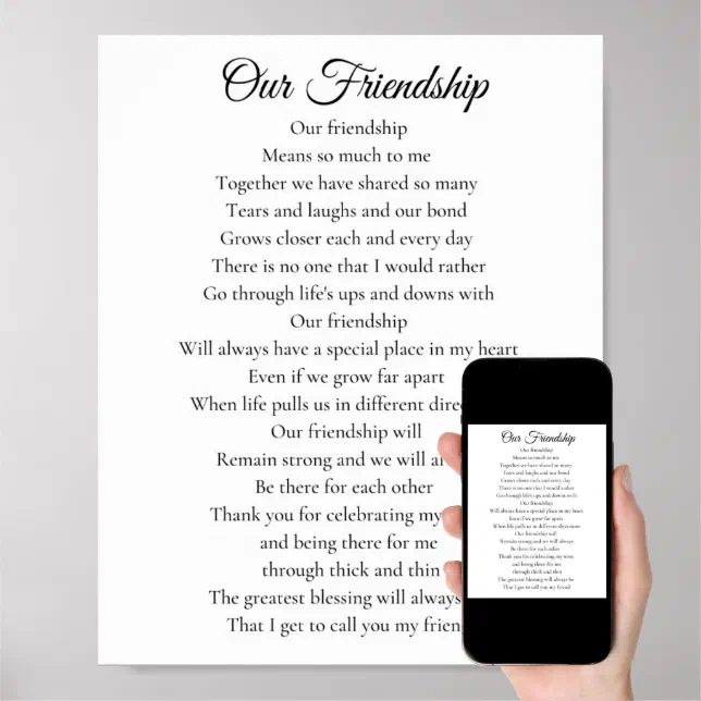Our Friendship Best Friend Poem Poster | Zazzle